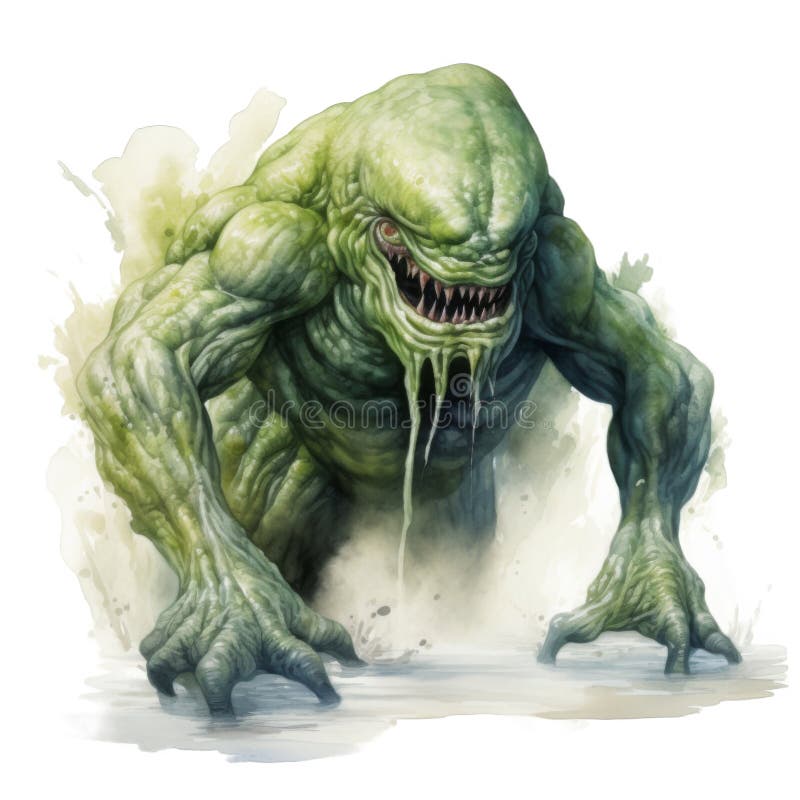 A Monstrous Green Creature with Sharp Teeth and Claws Emerges from the ...