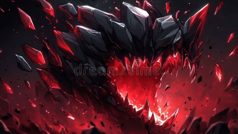 A Monstrous, Jagged Rock Formation with a Glowing Red Interior ...