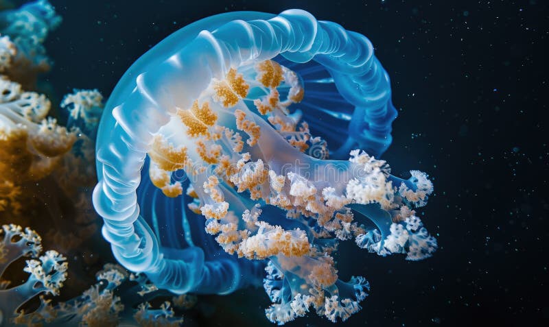 Monstrous Jellyfish Pulsating in the Water Stock Image - Image of ...