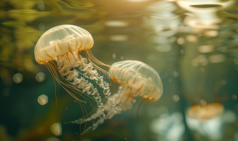 Monstrous Jellyfish Pulsating in the Water Stock Photo - Image of ...
