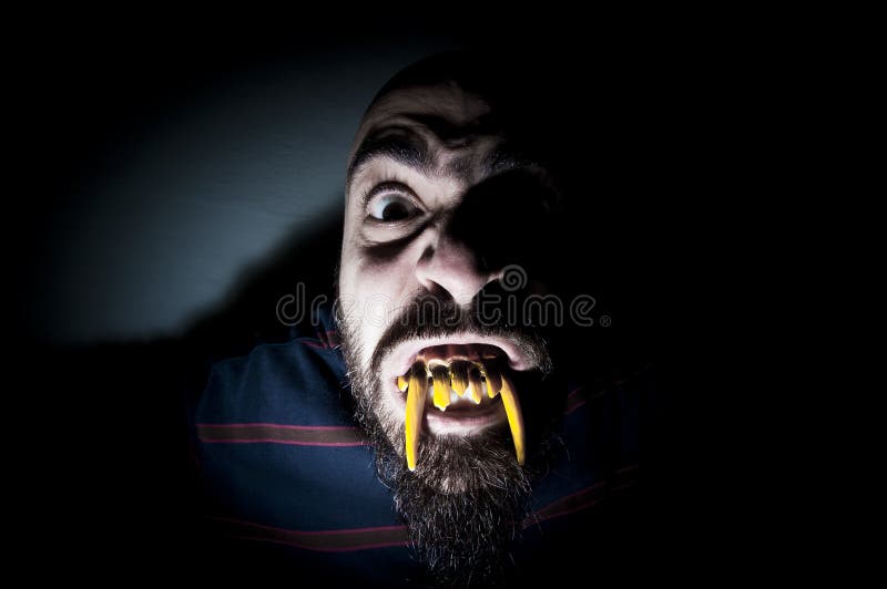 Monstrous Man with Long Teeth Stock Image - Image of horror, concept ...