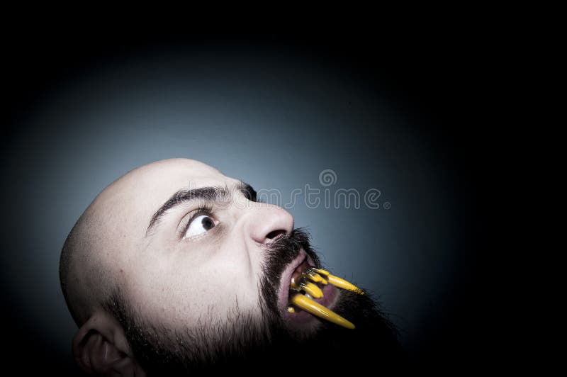 Monstrous Man with Long Teeth Stock Photo - Image of horror, paranormal ...
