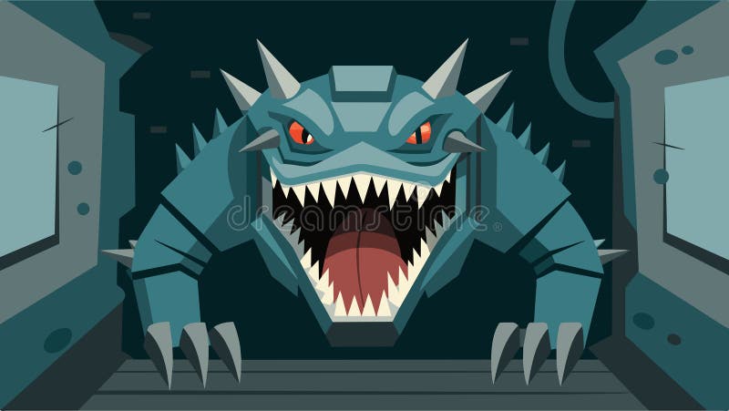 A Monstrous Mechanical Beast Its Sharp Teeth Gnawing at the Walls of ...