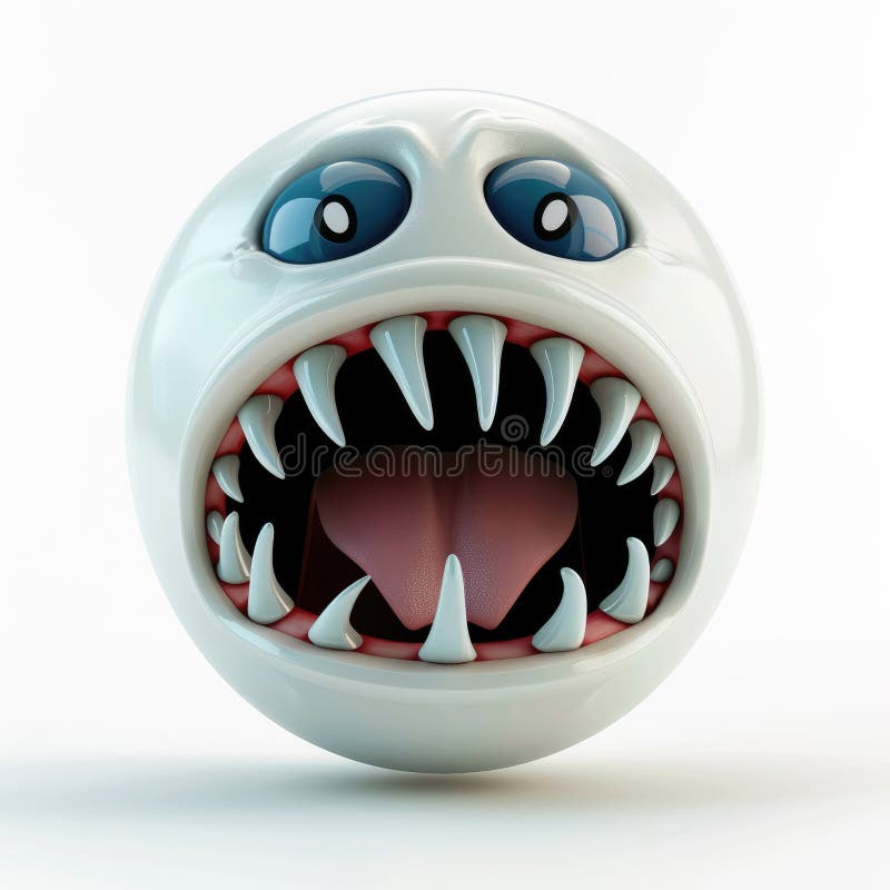 Aggressive Monster Ball with Sharp Teeth, Wide Open Mouth Stock ...