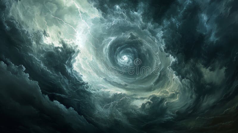 Monstrous Supercell Vortex of Thunder Swirling Dark Clouds Stock ...