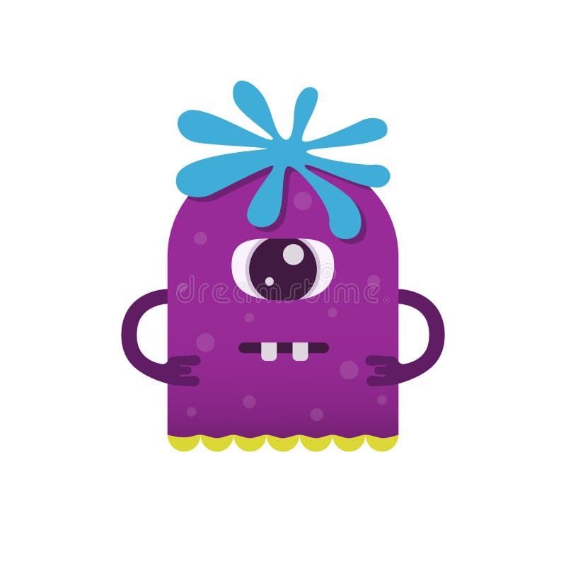 Monstruo Morado Con Pelo Azul Ilustración del Vector - Ilustración de ...