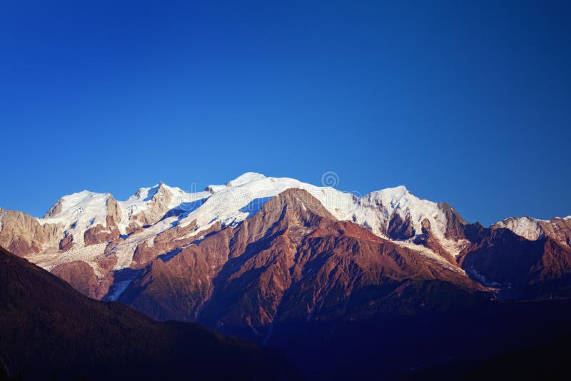 Mont Blanc in dusk stock image. Image of scenic, snow - 58055795