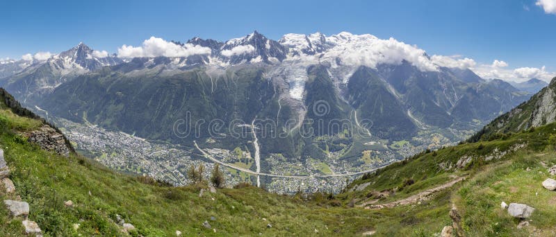 The Mont Blanc Massif - Chamonix Stock Image - Image of monte, morning ...