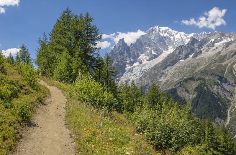 The Mont Blanc Massif from Val Ferret Valley in Italy Stock Photo ...
