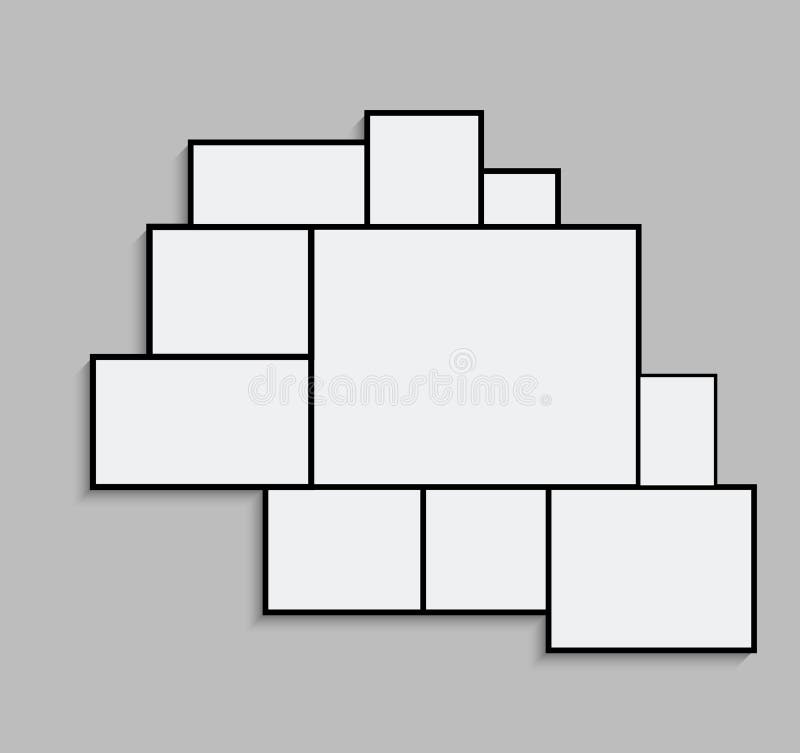Photo Collage Grid. Mood Board Square Template. Vector Illustration ...