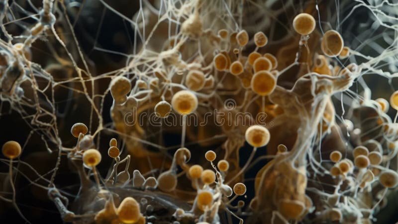 A Montage of Fungal Spores in Various Stages of Development Ranging ...