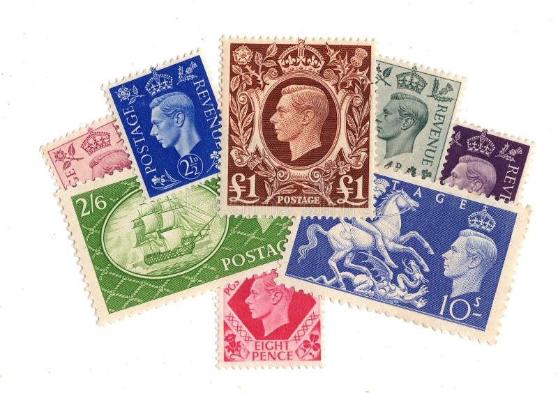 King George VI Mint Postage Stamps from Great Britain. Editorial ...