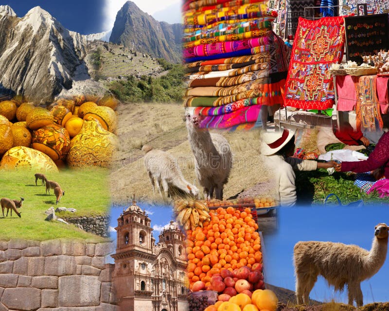 Peru landmark collage stock image. Image of highlight - 31684627