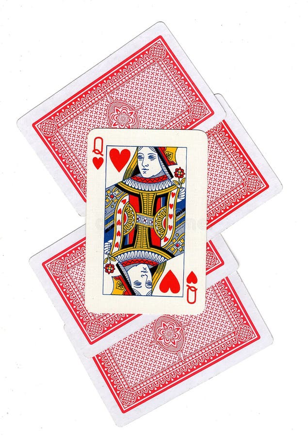A Montage of Playing Cards with a Queen of Hearts Revealed. Stock ...