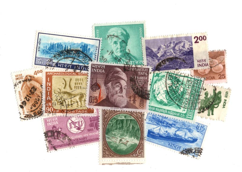 A Montage of Postage Stamps from India. Editorial Stock Photo - Image ...