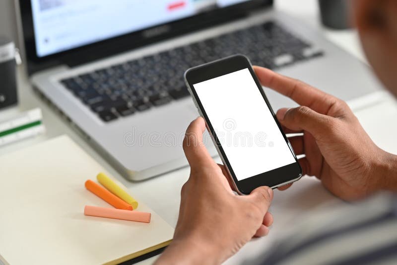 Montage Screen Mobile Phone with Man Using, Present Application for You ...