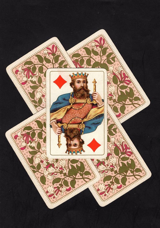 A Montage of Vintage Playing Card Backs with One Card Revealed. Stock ...