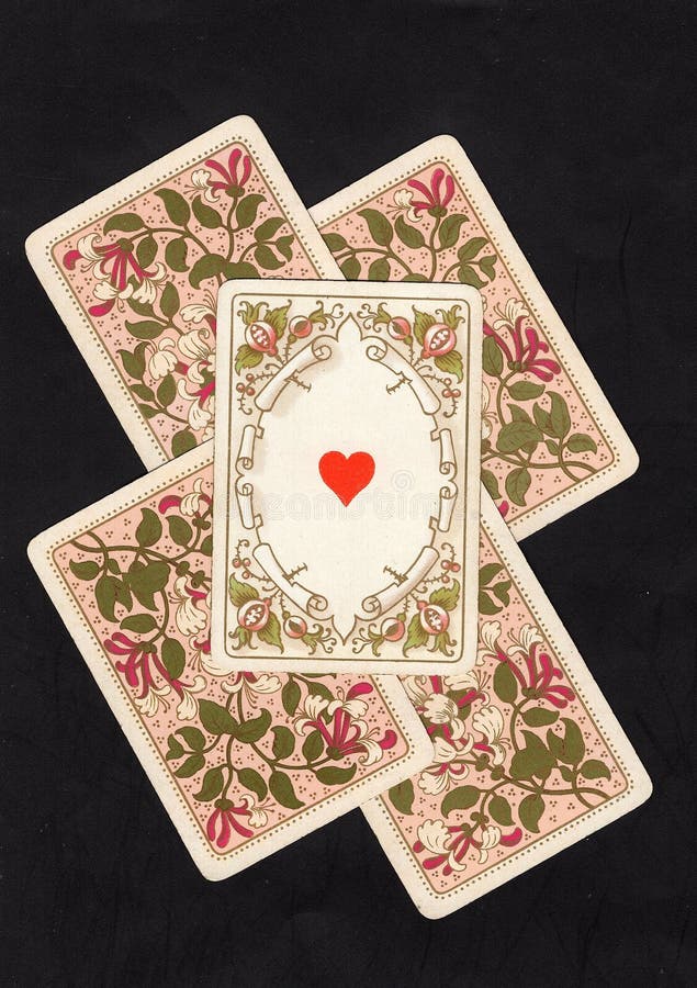 A Montage of Vintage Playing Card Backs with One Card Revealed. Stock ...