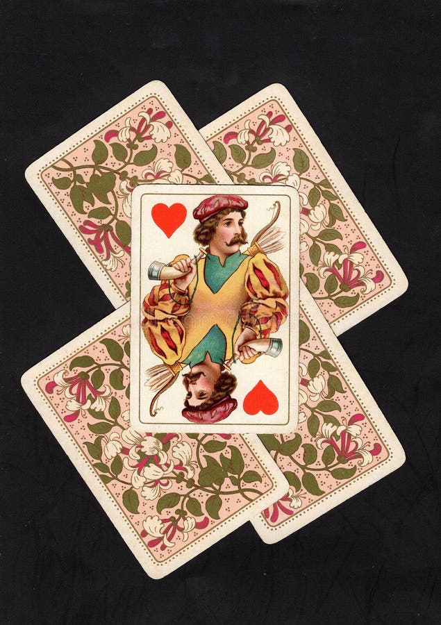 A Montage of Vintage Playing Card Backs with One Card Revealed. Stock ...