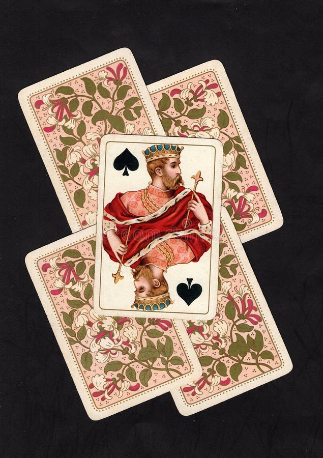 A Montage of Vintage Playing Card Backs with One Card Revealed. Stock ...