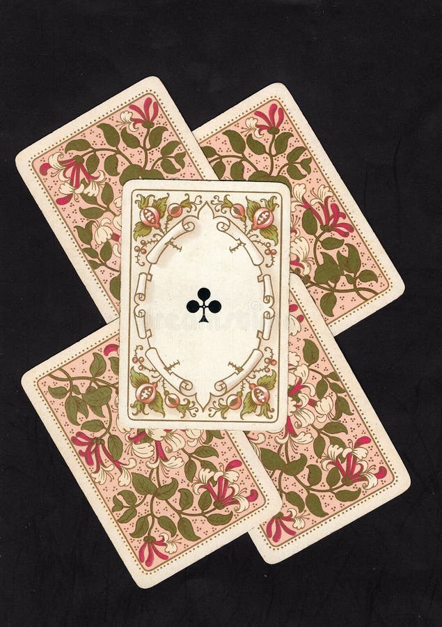 A Montage of Vintage Playing Card Backs with One Card Revealed. Stock ...