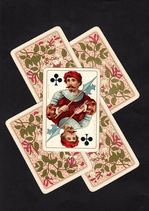 A Montage of Vintage Playing Card Backs with One Card Revealed. Stock ...