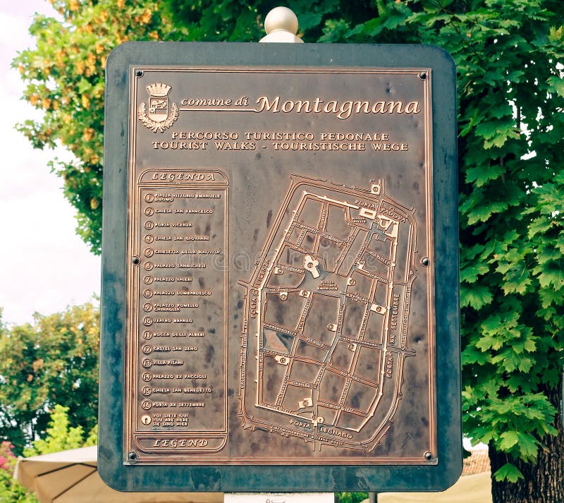 Montagnana, Italy August 6, 2018: Bronze Map of the City. Editorial ...