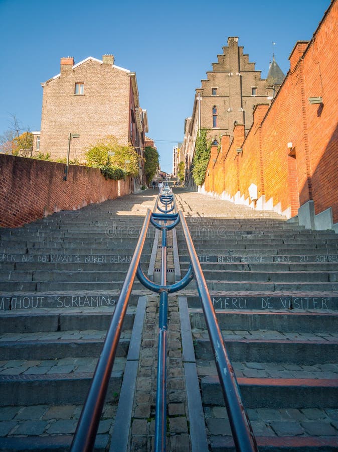 Montagne De Bueren 374-step Staircase in Liege, Belgium Editorial Image ...
