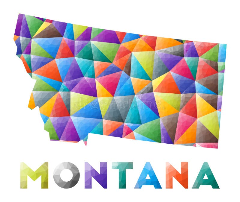 Montana - Colorful Low Poly Us State Shape. Stock Vector - Illustration ...