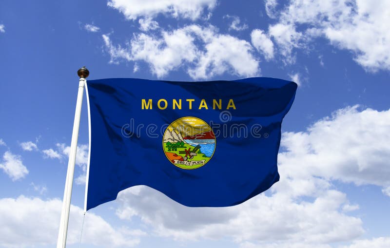 Montana Flag Mockup in the Wind Stock Illustration - Illustration of ...