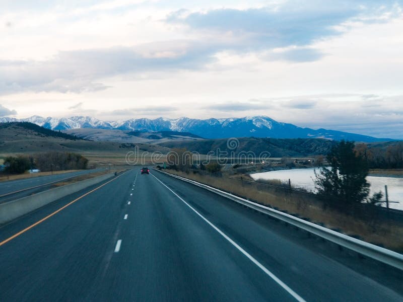Montana high way stock photo. Image of driving, three - 130198570