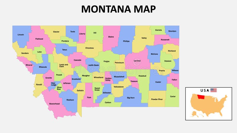 Montana Map. District Map of Montana in 2020 Stock Vector ...