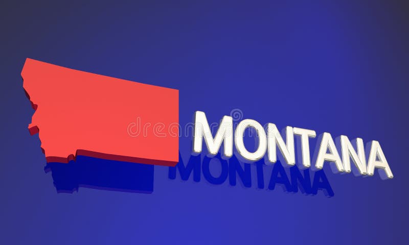 Montana MT Red State Map Name Stock Illustration - Illustration of ...