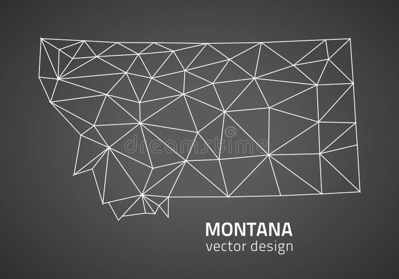 Montana Vector Dot Grey Outline Polygonal Map Stock Vector ...