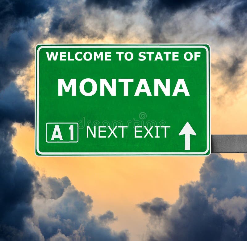 MONTANA Road Sign Against Clear Blue Sky Stock Photo - Image of ...