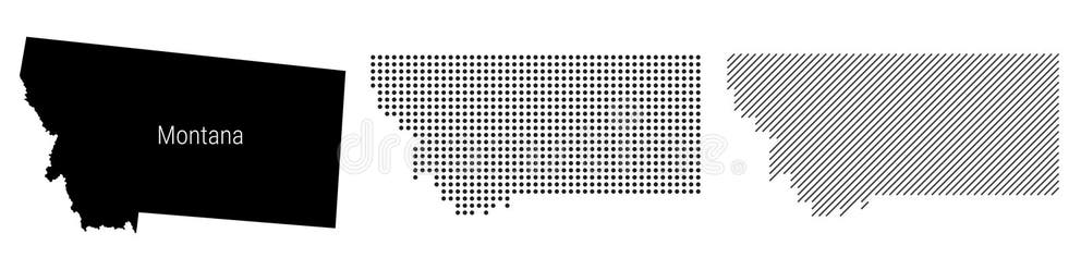 Montana Silhouette Map and Two Patterns of Dots and Slanted Lines. Flat ...