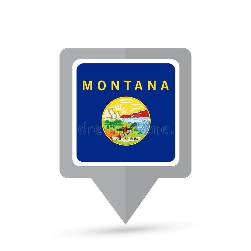 Montana State Flag Map Icon Stock Vector - Illustration of destination ...