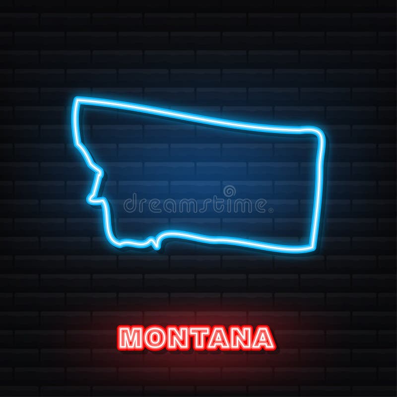 Montana State Map Neon Icon. Vector Illustration. Stock Vector ...