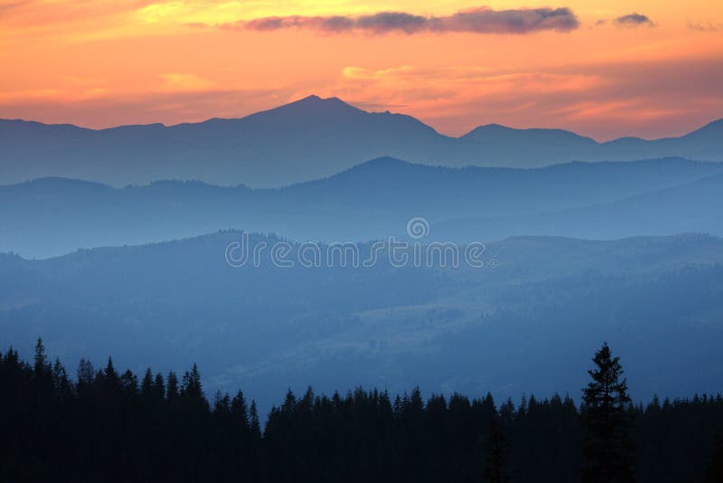 Montane sunset stock image. Image of europe, hike, hills - 8695417