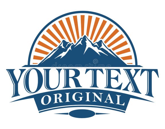 Montanhas e emblema do sol ilustração stock. Ilustração de montanhas ...