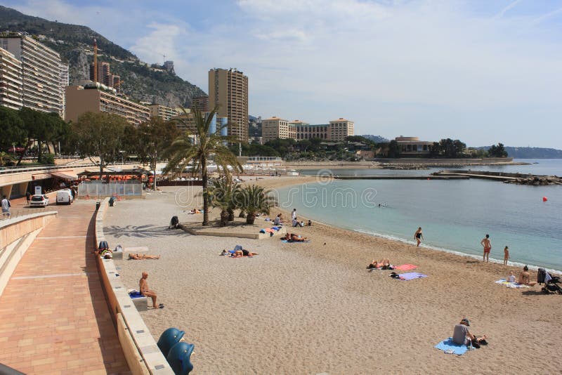 Monte Carlo Beach in Spring Time Editorial Stock Photo - Image of ...