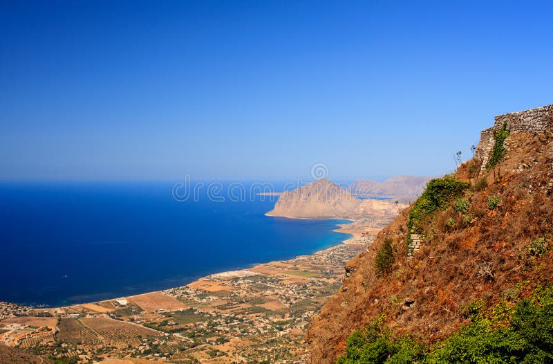 Monte Cofano, Erice stock photo. Image of touristic, landscape - 60405584