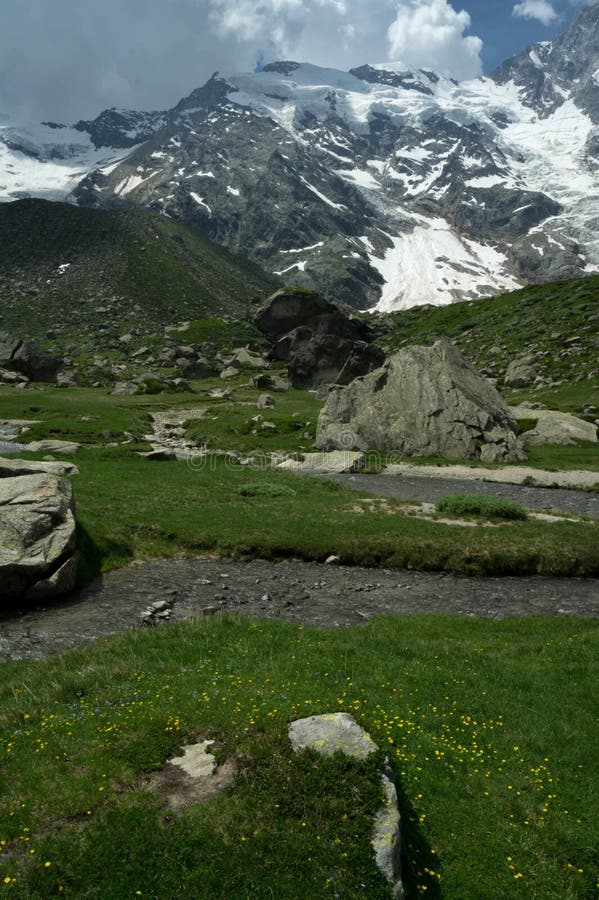 Monte rosa stock photo. Image of trekking, alps, clouds - 182505456