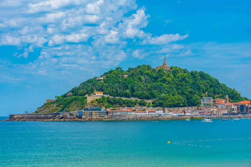Monte Urgull at Spanish Town San Sebastian Stock Image - Image of ...