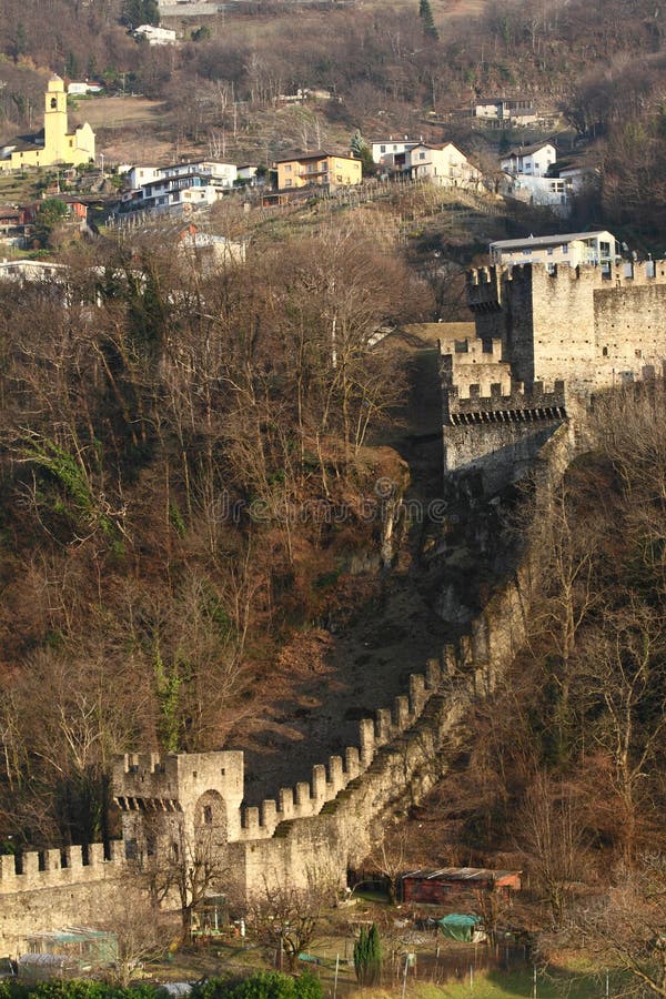 Montebello Castle of Bellinzona Stock Image - Image of southern ...