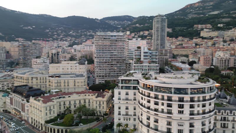 Montecarlo. Aerial View of Monaco Skyline at Sunset Stock Video - Video ...