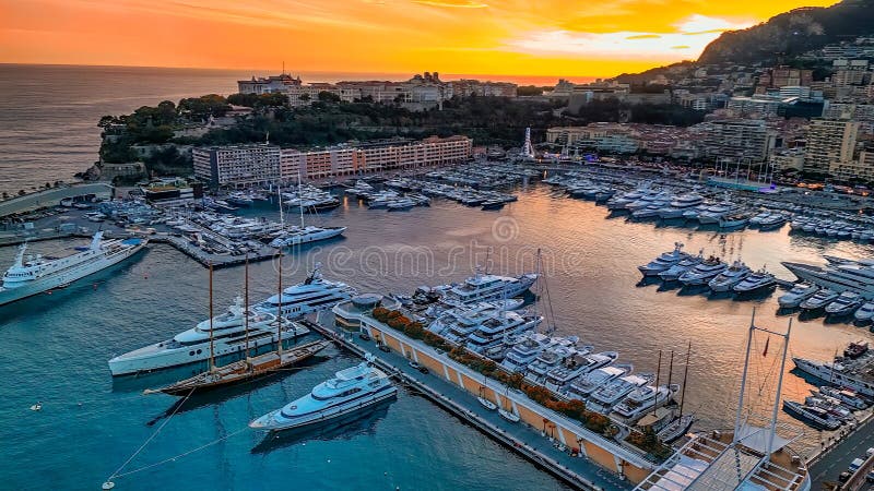 Montecarlo. Aerial View of Monaco Skyline at Sunset Stock Image - Image ...