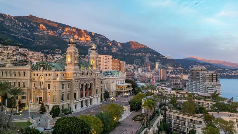 Montecarlo. Aerial View of Monaco Skyline at Sunset Stock Photo - Image ...