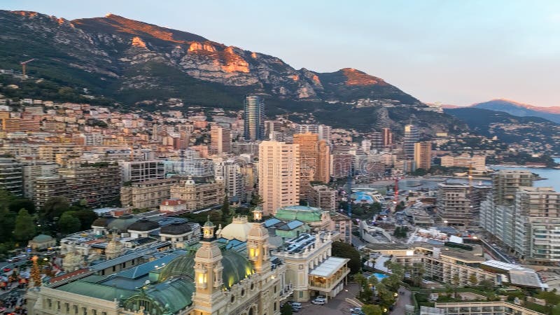 Montecarlo. Aerial View of Monaco Skyline at Sunset Editorial Image ...