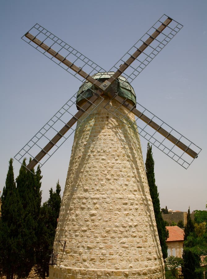 Montefiore Windmill in Jerusalem Stock Photo - Image of jerusalem ...